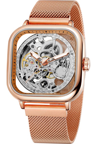 Beauty Life Kare Erkek Kol Saati Mekanik Paslanmaz Çelik Iskelet (Yurt Dışından)