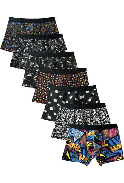 Donkshot (14 Adet) Desenli (Baskılı) Likralı Erkek Boxer 1010