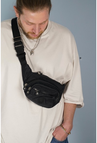 Unisex Krinkıl Kumaş Bel ve Çapraz Göğüs Omuz Çanta