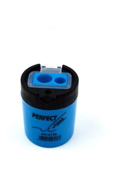 Perfect Kapaklı Çöp Hazneli Çift Bıçaklı Daire Kalemtıraş 8136