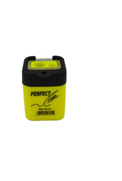 Perfect Kapaklı Çöp Hazneli Çift Bıçaklı Kare Kalemtıraş 8131- Sarı Perfect Kapaklı Çöp Hazneli Çift Bıçaklı Kare Kalemtıraş 8131- Sarı