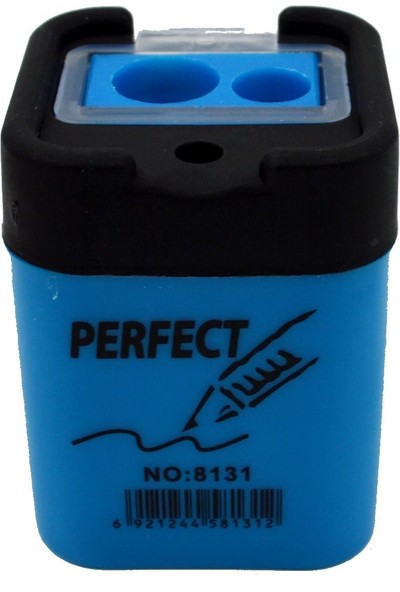 Perfect Kapaklı Çöp Hazneli Çift Bıçaklı Kare Kalemtıraş 8131- Mavi Perfect Kapaklı Çöp Hazneli Çift Bıçaklı Kare Kalemtıraş 8131- Mavi