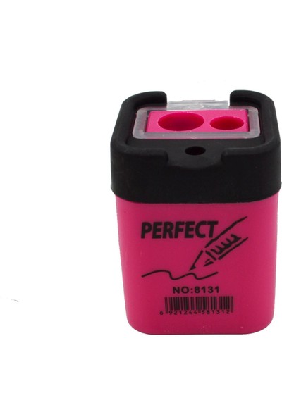 Perfect Kapaklı Çöp Hazneli Çift Bıçaklı Kare Kalemtıraş 8131- Pembe