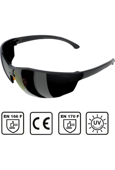 Badem10 Iş Güvenlik Gözlüğü Uv Koruyucu Silikonlu Kaynak Gözlük S1100 Siyah