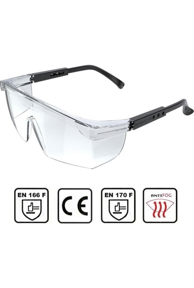 Badem10 Iş Güvenlik Gözlüğü Antifog Buğulanmaz Laborant Koruyucu Gözlük S400 Şeffaf