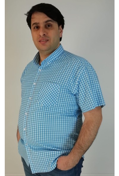 Kısakol Turkuaz Pitikareli Likralı Erkek Gömlek KK-18049-TSS Kısakol Turkuaz Pitikareli Likralı Erkek Gömlek KK-18049-TSS