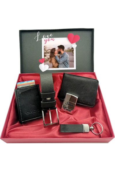 Karali Sevgiliye Kişiye Özel Resim Baskılı Set Kemer,cüzdan,isimli Çakmak,anahtarlık,mekanizmalı Kartlık Özel Kutulu Set Karali Sevgiliye Kişiye Özel Resim Baskılı Set Kemer,cüzdan,isimli Çakmak,anahtarlık,mekanizmalı Kartlık Özel Kutulu Set