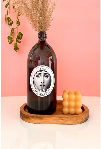 Emtory Home Dekoratif Fornasetti Amber Cam Şişe Vazo 23 cm Emtory Home Dekoratif Fornasetti Amber Cam Şişe Vazo 23 cm