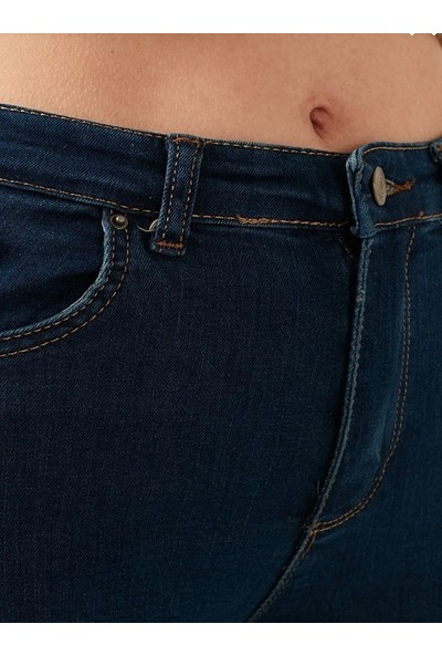 Büyük Beden Koyu Mavi Skinny Jeans