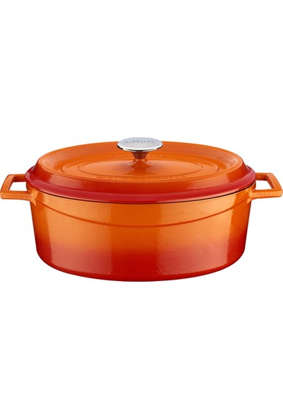Lava Döküm Oval Tencere Ölçü 25X31CM. - Turuncu