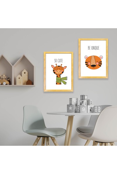 Zephome Çocuk Bebek Odası Ahşap Çerçeveli Duvar Posteri Seti Sevimli Hayvanlar-2 Zephome Çocuk Bebek Odası Ahşap Çerçeveli Duvar Posteri Seti Sevimli Hayvanlar-2