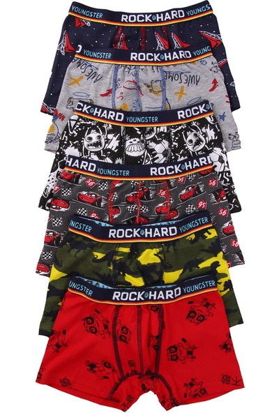 Domikids Erkek Çocuk Desenli Pamuklu Likralı Boxer 6'lı Paket 62024-1
