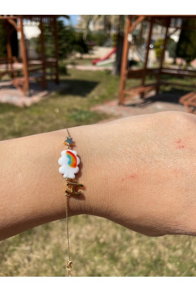 Murano Altın Kaplama Kişiye Özel Murano Bulut Bileklik