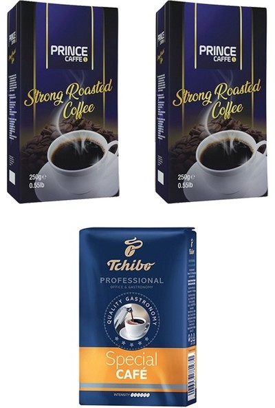Tchibo Prince Caffe Strong Roasted Filtre Kahve 2 x 250 gr + Profesional Special Filtre Kahve 1 x 250 gr Toplam 750 gr Tchibo Prince Caffe Strong Roasted Filtre Kahve 2 x 250 gr + Profesional Special Filtre Kahve 1 x 250 gr Toplam 750 gr