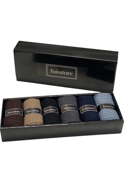 Fuis Store 6'lı Erkek Premium Bambu Renkli Çorap