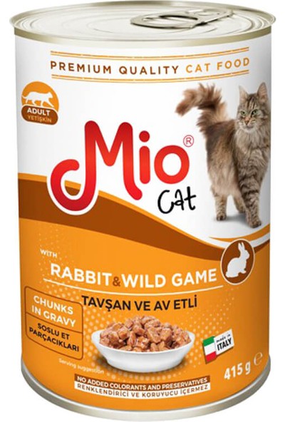 Mio Cat Tavşan ve Av Etli Kedi Konservesi Yaş Mama 415 gr