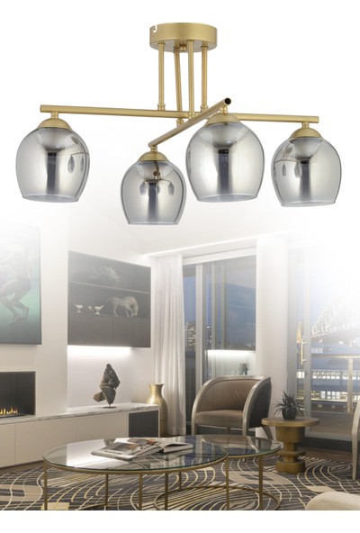 Dekorluna Benito 4'lü Eskitme Füme Camlı Modern Avize Dekorluna Benito 4'lü Eskitme Füme Camlı Modern Avize