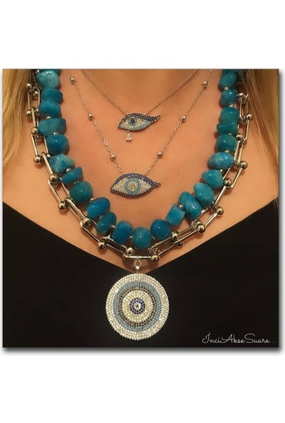 İnci Aksesuar Doğaltaşlı Nazar Kolye