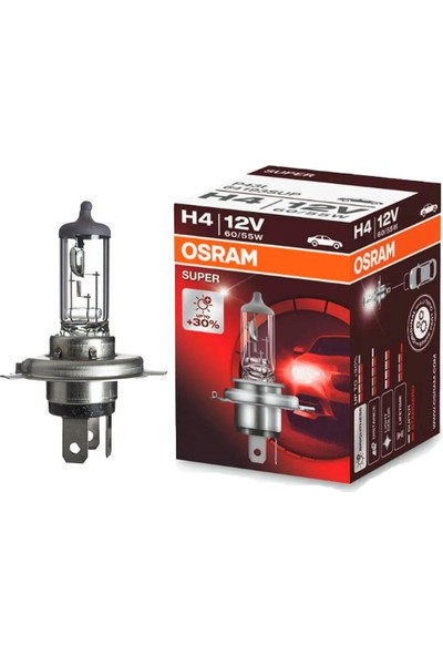 Osram 64193 Sup 12V H4 60/55W %30 Fazla Isık Ampul ( Adet ) Osram 64193 Sup 12V H4 60/55W %30 Fazla Isık Ampul ( Adet )