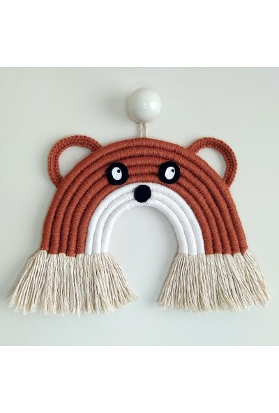 Woody Cord Makrome Çocuk Odası Duvar-Kapı Süsü / Gökkuşağı Modeli Kiremit Ayıcık Figürlü Woody Cord Makrome Çocuk Odası Duvar-Kapı Süsü / Gökkuşağı Modeli Kiremit Ayıcık Figürlü
