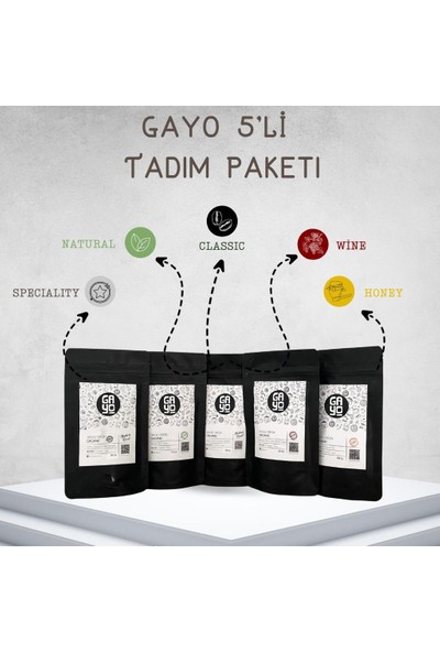 Gayo Kahvesi 5'li Tadım Paketi Gayo Kahvesi 5'li Tadım Paketi