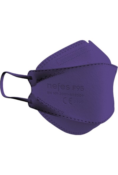 Nefes N'fes F95 Mor Renk Kore Tipi N95 Maske(Kf 94) 1 Kutu 10 Adet Iso ve Ce Belgeli