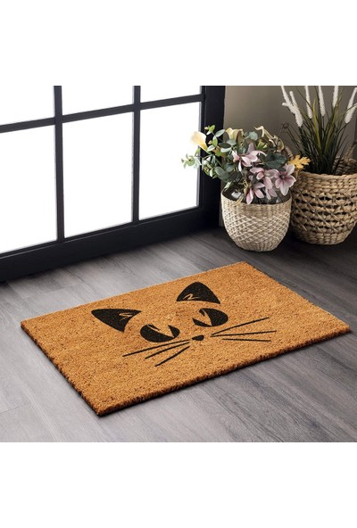 Decovetro Paspas Gölge Kedi Desenli Kapı Önü Paspası