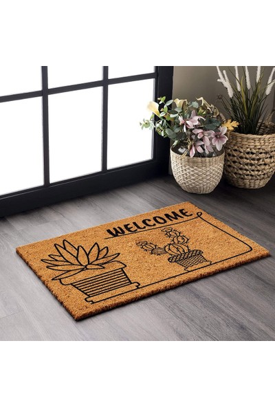 Decovetro Paspas Kaktüs Desenli Kapı Önü Paspası