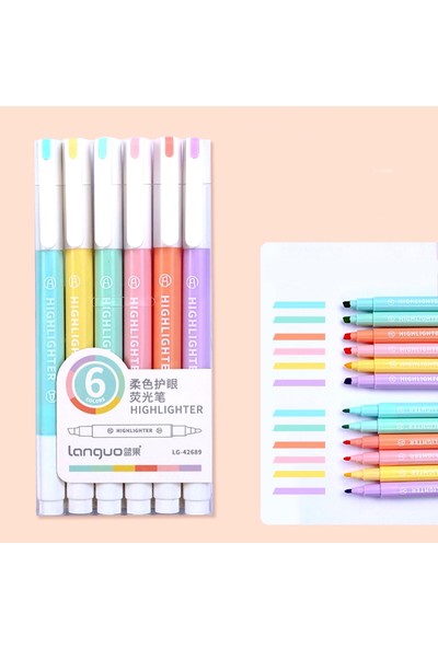 Languo Highlighter 6 Renk Çift Taraflı Fosforlu Kalem (LG-42689) Languo Highlighter 6 Renk Çift Taraflı Fosforlu Kalem (LG-42689)