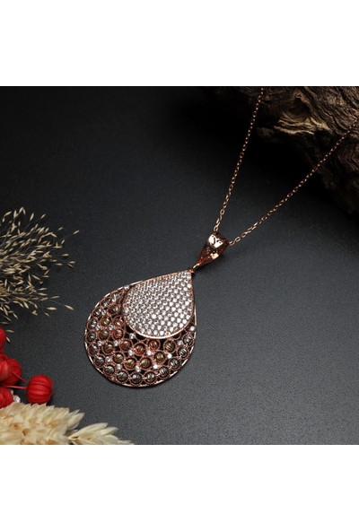 Sima Silver Gümüş Damla Dorika Model Madalyon Kadın Gümüş Kolye Takı