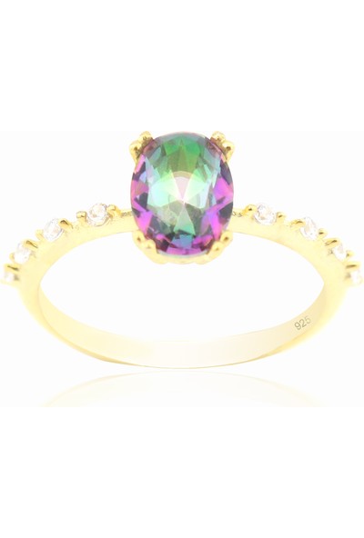 Silveranka 925 Ayar Gümüş Yüzük Mistik Topaz Taşlı Gold Yüzük Silveranka 925 Ayar Gümüş Yüzük Mistik Topaz Taşlı Gold Yüzük