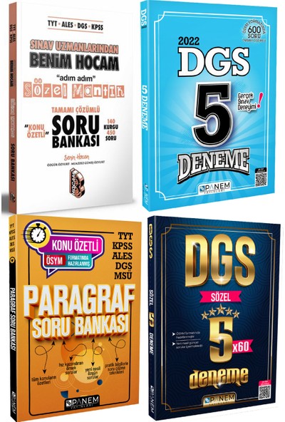 Benim Hocam Yayınları Sözel Mantık Soru Bankası + Panem DGS Sözel-Genel 5 Deneme + Paragraf Soru Bankası Benim Hocam Yayınları Sözel Mantık Soru Bankası + Panem DGS Sözel-Genel 5 Deneme + Paragraf Soru Bankası