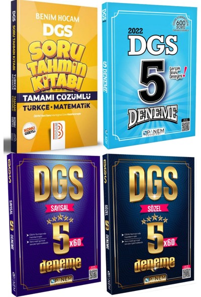 Benim Hocam Yayınları Soru Tahmin Kitabı + Panem Paragraf Soru Bankası + DGS Sayısal-Sözel-Genel 5 Deneme Benim Hocam Yayınları Soru Tahmin Kitabı + Panem Paragraf Soru Bankası + DGS Sayısal-Sözel-Genel 5 Deneme