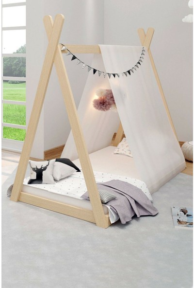 Doğal Ahşap Çocuk Kızılderili Çadırı Yatak 190X90 Büyük Boy Doğal Ahşap Çocuk Kızılderili Çadırı Yatak 190X90 Büyük Boy