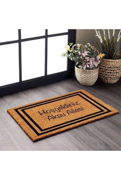 Decovetro Kişiye Özel Paspas Hoşgeldiniz Desenli
