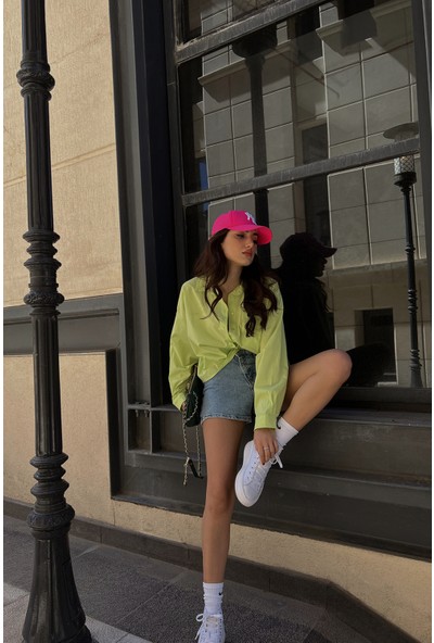 Tek Cepli Poplin Gömlek Fıstık Yeşili