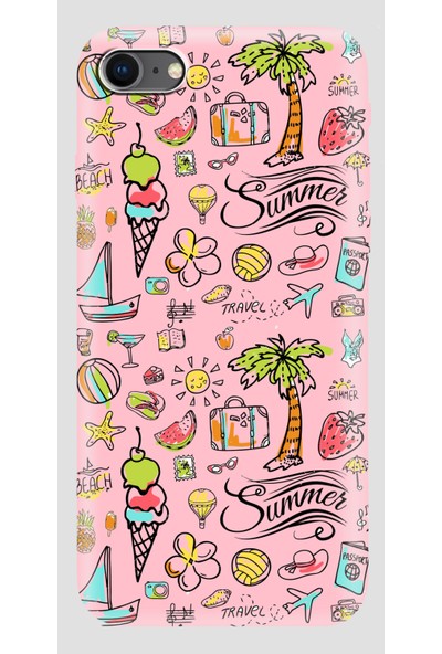 Bilişim Akademi Apple iPhone 7 8 Se 2020 Kılıf Summer Baskılı Lansman Silikon Kılıf Kapak