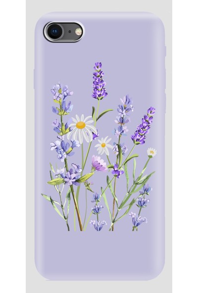 Bilişim Akademi Apple iPhone 7 8 Se 2020 Kılıf Lavanta Baskılı Lansman Silikon Kılıf Kapak