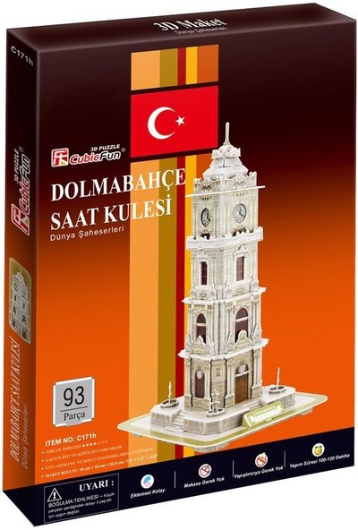 Cubic Fun C171H Cubic Fun Dolmabahçe Saat Kulesi 93 Parça / 3 Boyutlu Puzzle Cubic Fun C171H Cubic Fun Dolmabahçe Saat Kulesi 93 Parça / 3 Boyutlu Puzzle