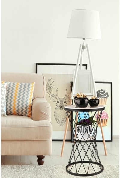 Angdesign Star Köşe Sehpa Ahşap/mermer Desenli-Siyah Angdesign Star Köşe Sehpa Ahşap/mermer Desenli-Siyah