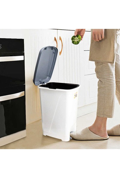 Porsima Violet Kovalı Slim Pedallı 25 Litre Çöp Kovası Beyaz Porsima Violet Kovalı Slim Pedallı 25 Litre Çöp Kovası Beyaz
