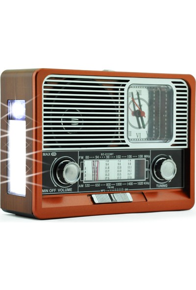 Şarjlı Nostalji Görünümlü Dijital Masa Saati Radio Bluetooth-Fm-Mp3 Fener Işıldak Açık Kahve Şarjlı Nostalji Görünümlü Dijital Masa Saati Radio Bluetooth-Fm-Mp3 Fener Işıldak Açık Kahve