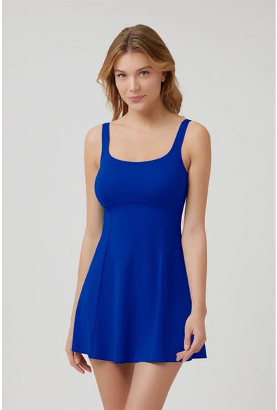 Kom Yuvarlak Yaka Jerom Düz Renk Toparlayıcı Elbise Mayo