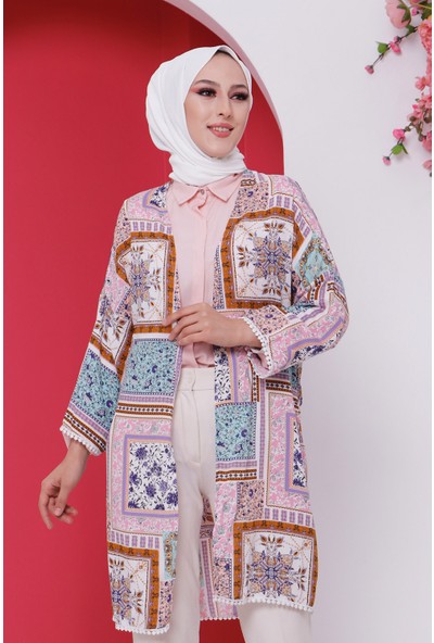 İmaj Butik Dantelli Tesettür Kimono/kiremit