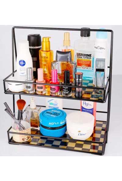 Vip Gross 2 Katlı Metal Raflı Cam Taban Düzenleyici Organizer Vip Gross 2 Katlı Metal Raflı Cam Taban Düzenleyici Organizer