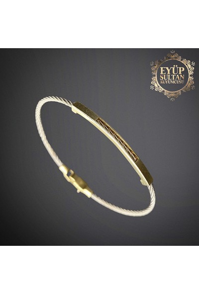 ESK 14 Ayar Çelik Kordonlu Altın Spor Bileklik