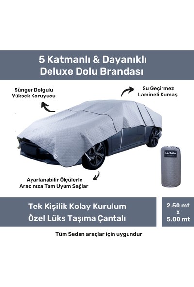 Lacheln 5 Katlı Deluxe Serisi Sedan Modeli Dolu Koruyucu Darbe Için Koruma Araba Örtüsü Oto Dolu Brandası