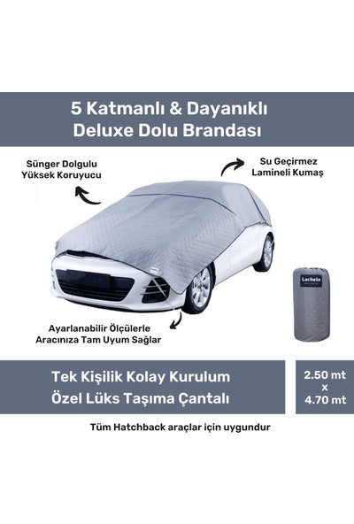Lacheln 5 Katlı Deluxe Serisi Hatchback Modeli Koruyucu Darbe Için Koruma Araba Örtüsü Oto Dolu Brandası