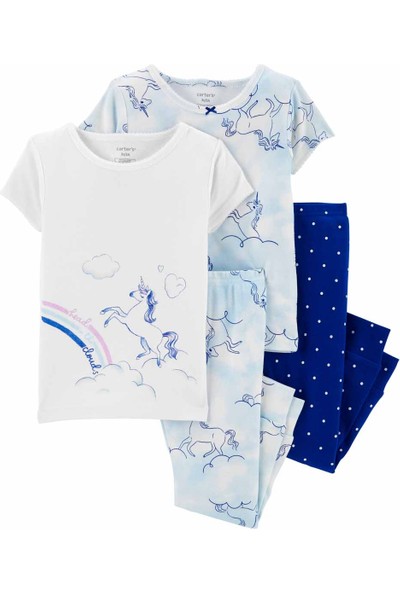 Carter's Küçük Kız Çocuk Unicorn Desenli Pijama Seti 4'lü Paket Carter's Küçük Kız Çocuk Unicorn Desenli Pijama Seti 4'lü Paket