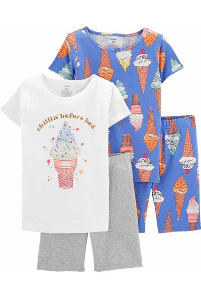 Carter's Kız Çocuk Dondurma Desenli Pijama Seti 4'lü Paket Carter's Kız Çocuk Dondurma Desenli Pijama Seti 4'lü Paket